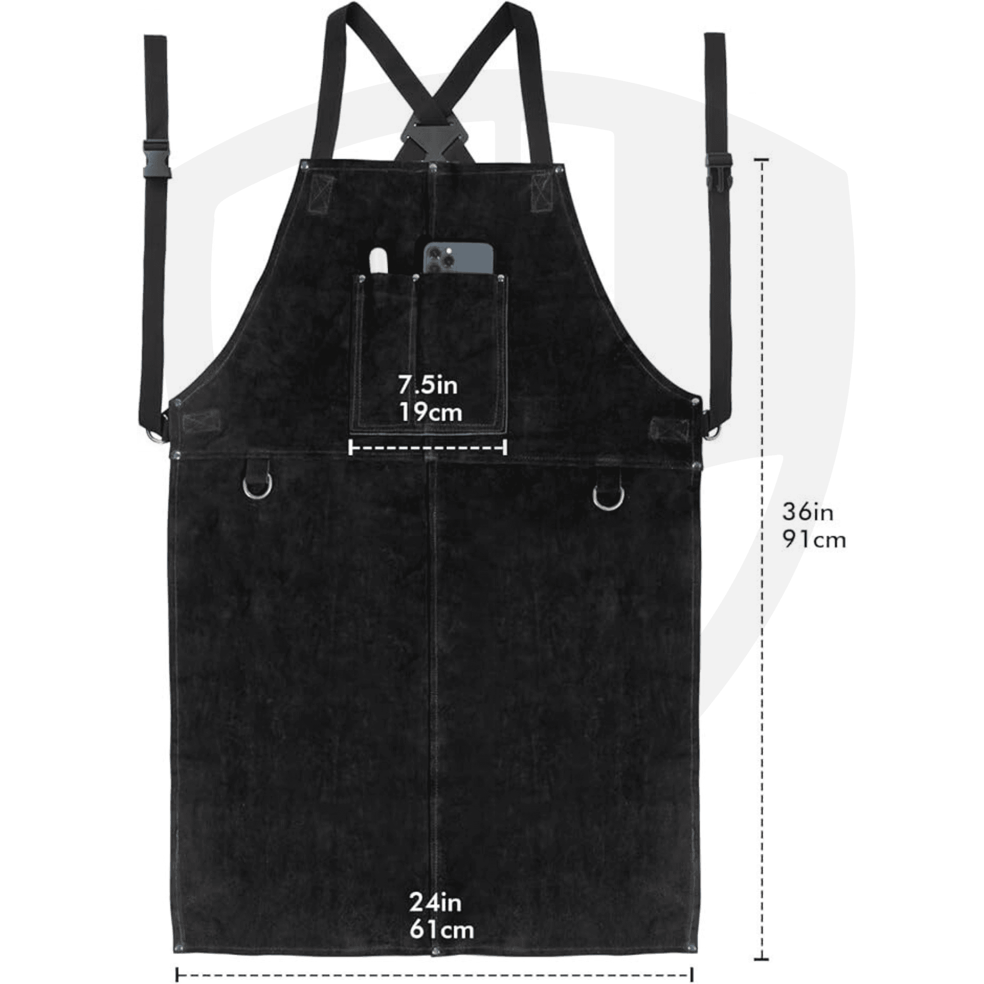 Heavy-Duty Split Cowhide Leather Welding Apron with X-Harness and Tool ...